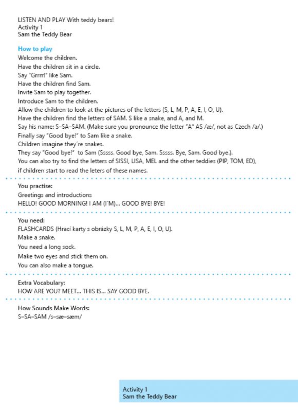 Activity 1 With teddy bears! Sam the Teddy Bear – Angličtina